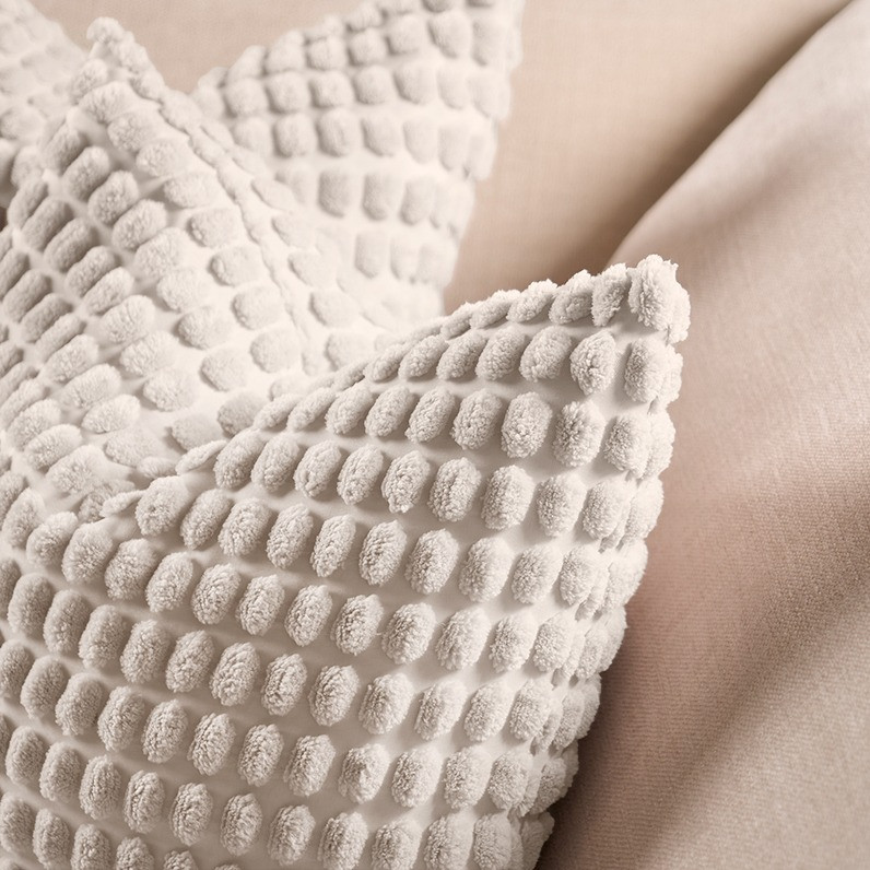 OHS Bobble Textured Cushion Covers - Cream