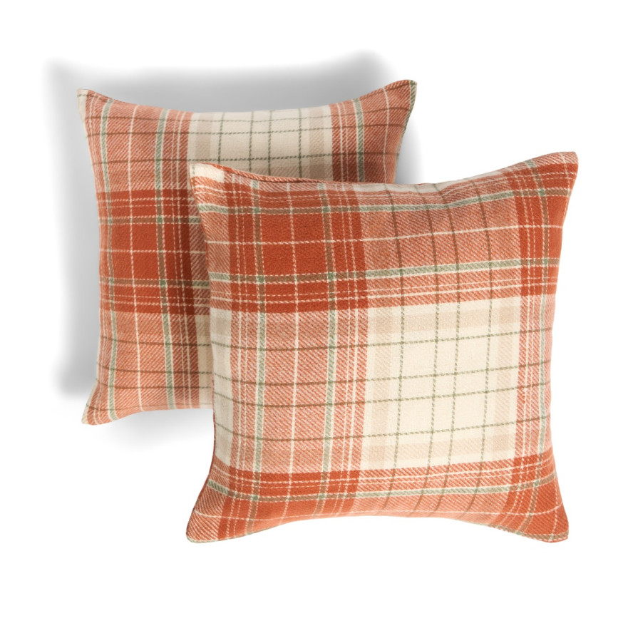 OHS Woven Check Cushion Covers - Rust