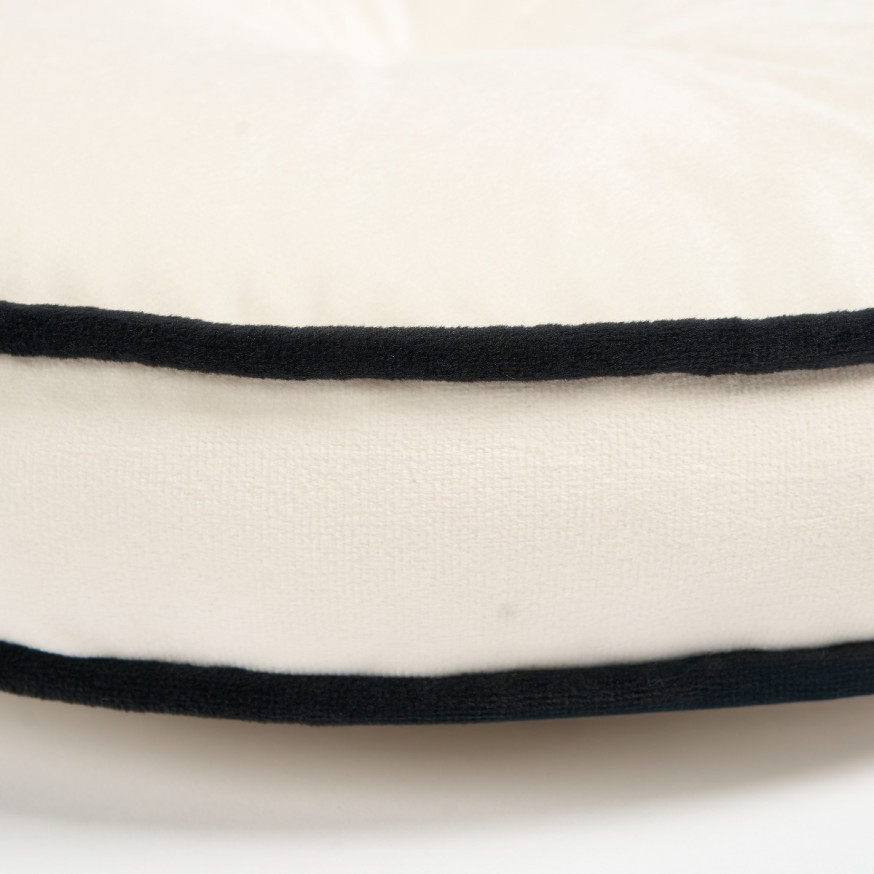 OHS Velvet Round Shaped Cushion - Cream/Black