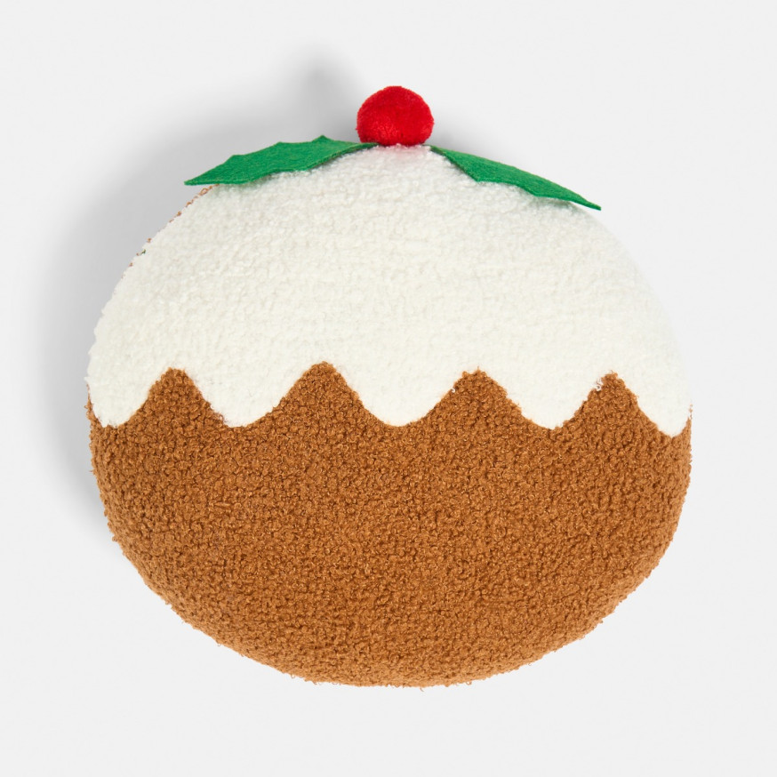 OHS Christmas Pudding Shaped Cushion - Brown