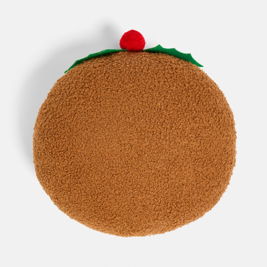 OHS Christmas Pudding Shaped Cushion - Brown