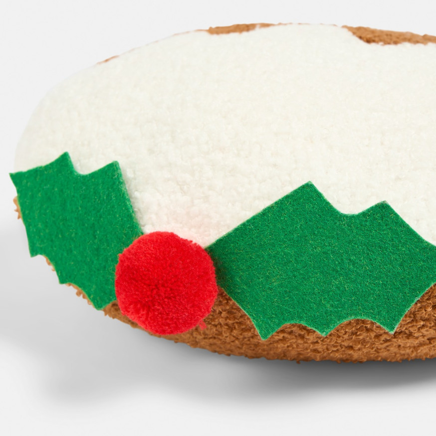 OHS Christmas Pudding Shaped Cushion - Brown