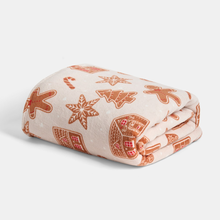 OHS Gingerbread Print Throw - Beige