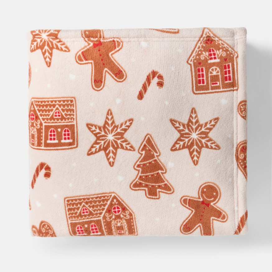 OHS Gingerbread Print Throw - Beige