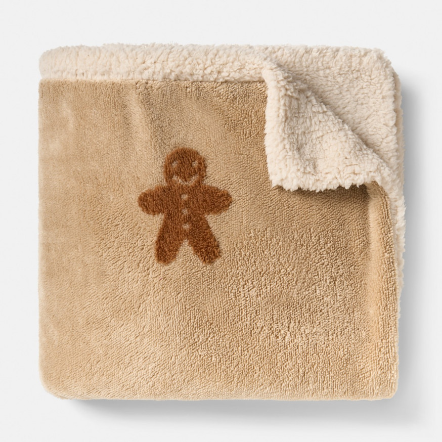 OHS Tufted Gingerbread Fleece Throw - Beige