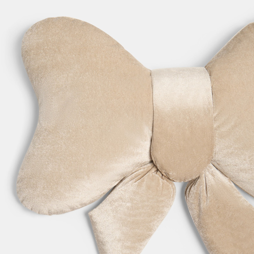 OHS Velvet Bow Shaped Cushion - Natural