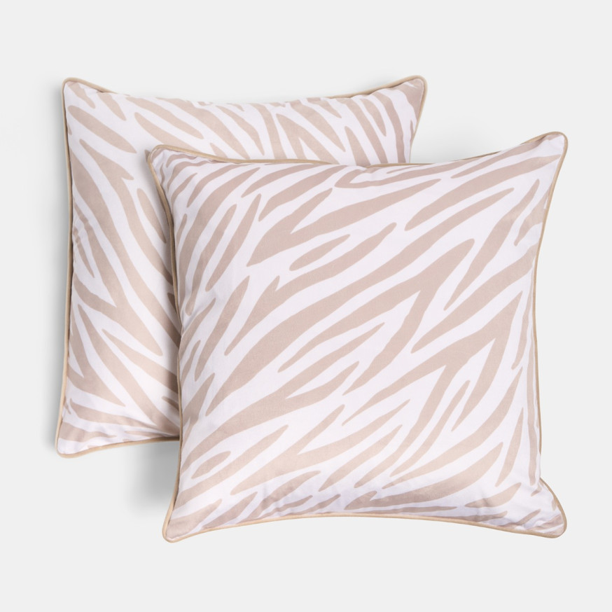 OHS Zebra Print Cushion Covers - Natural