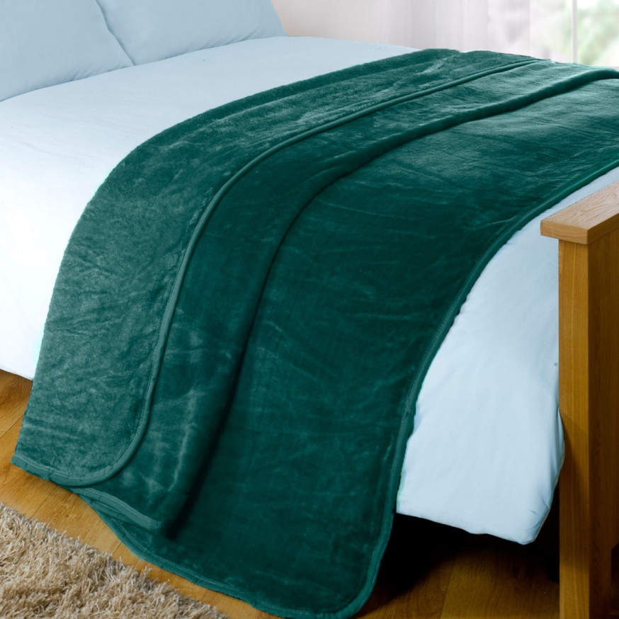 Dreamscene Faux Fur Mink Throw, Green - 200 x 240cm