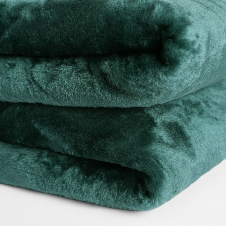 Dreamscene Faux Fur Mink Throw, Green - 200 x 240cm