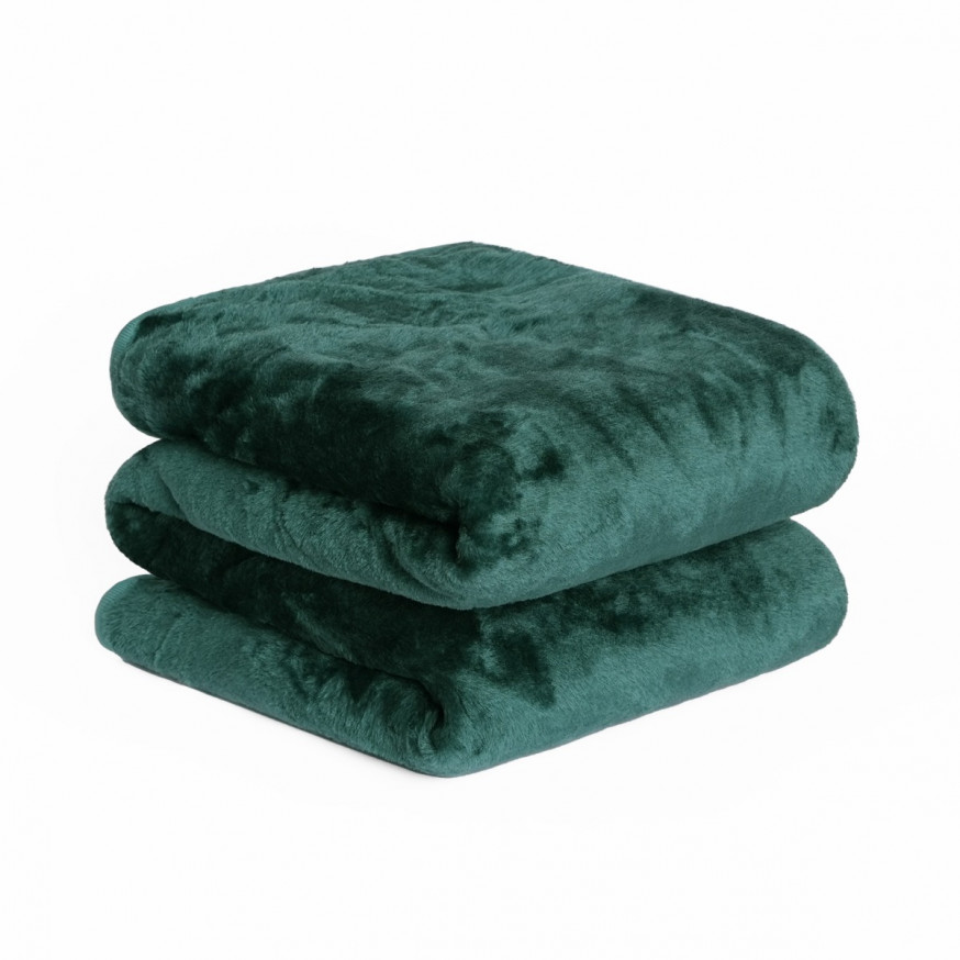Dreamscene Faux Fur Mink Throw, Green - 200 x 240cm