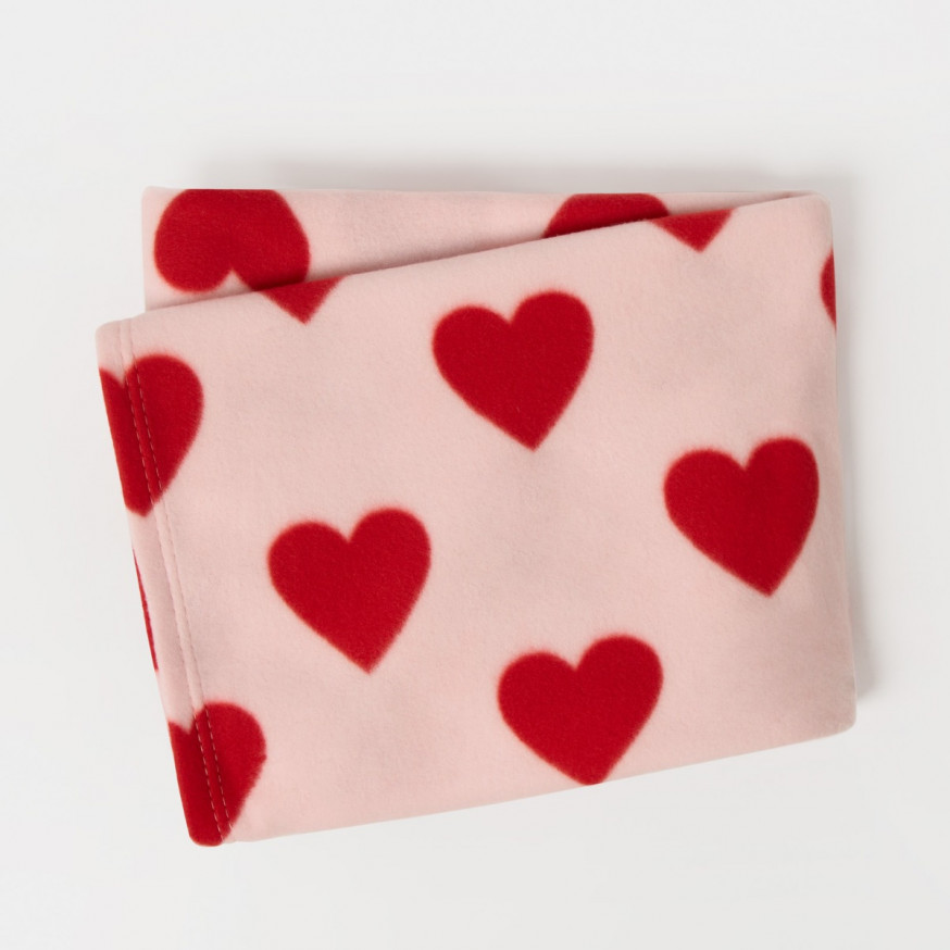 OHS Heart Print Fleece Throw - Pink/Red