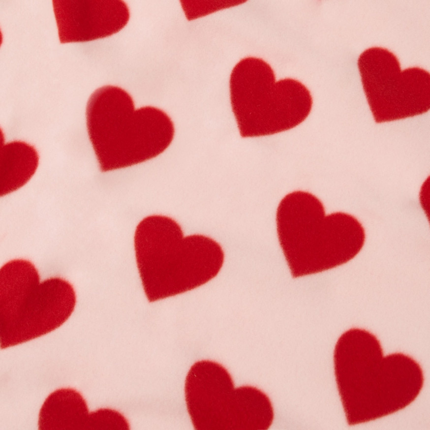 OHS Heart Print Fleece Throw - Pink/Red