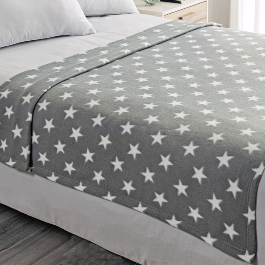 OHS Star Print Fleece Throw - Grey