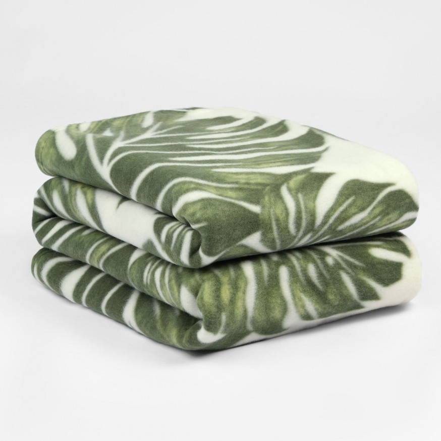OHS Tropical Print Fleece Throw - Green