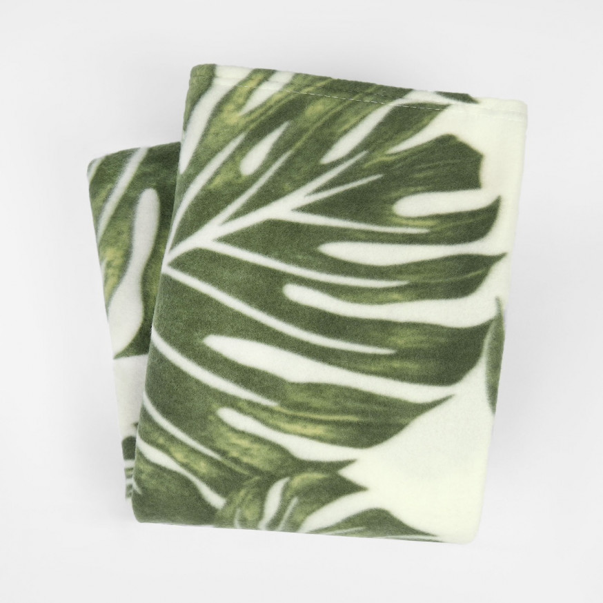 OHS Tropical Print Fleece Throw - Green