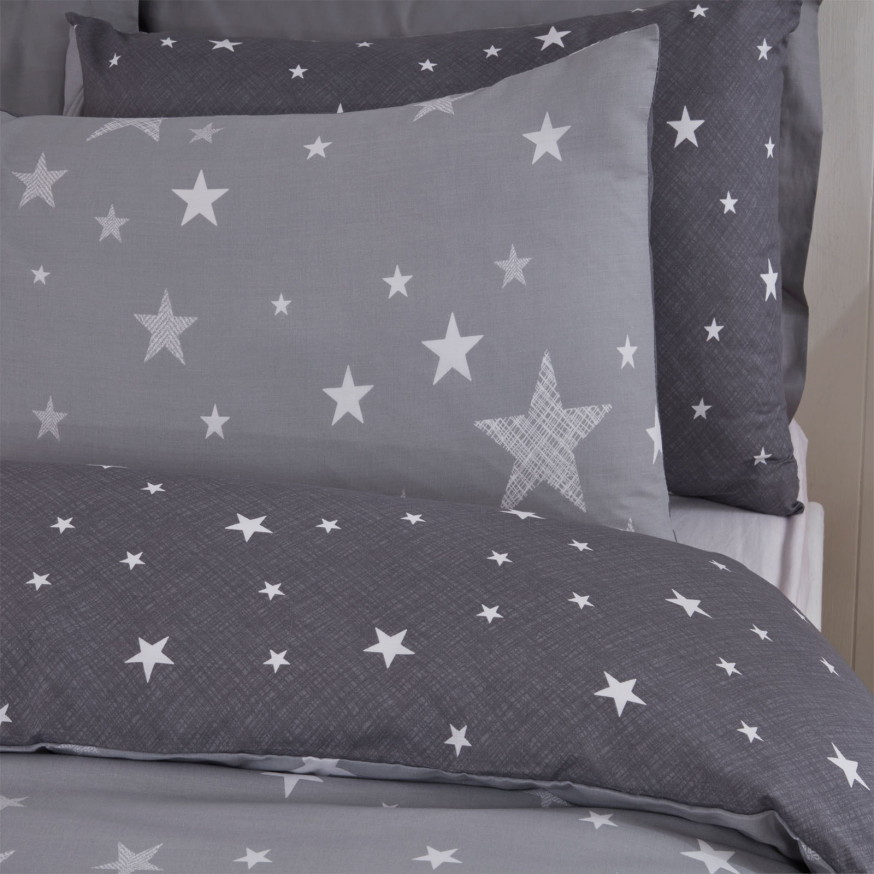OHS Textured Stars Duvet Set - Grey