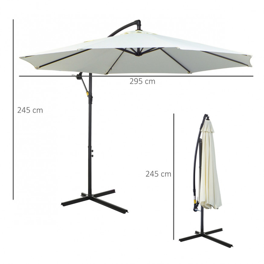 Outsunny Cantilever Parasol Umbrella, Cream - 3M