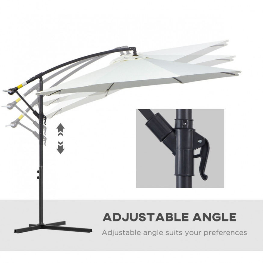 Outsunny Cantilever Parasol Umbrella, Cream - 3M