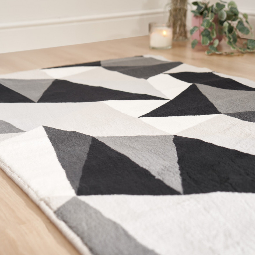 OHS Shapes Geometric Rug, Grey - 80 x 150cm