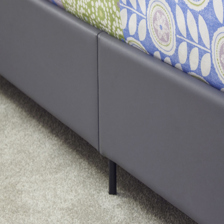 Faux Leather Bed in a Box, 3ft Single - Grey