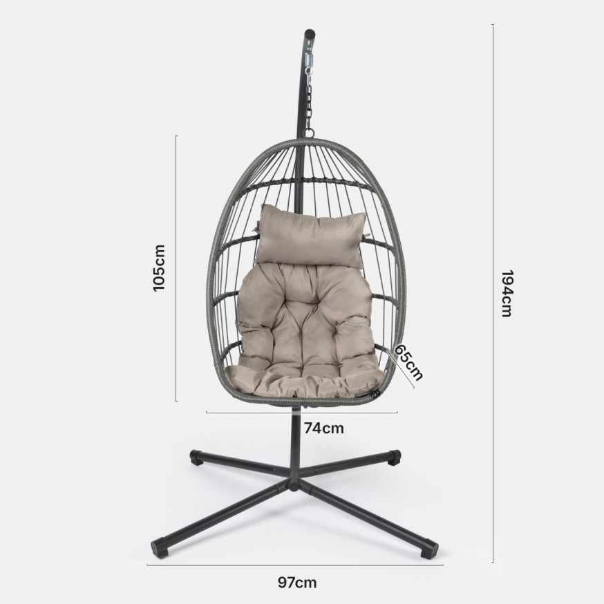 OHS Foldable Hanging Egg Chair - Grey