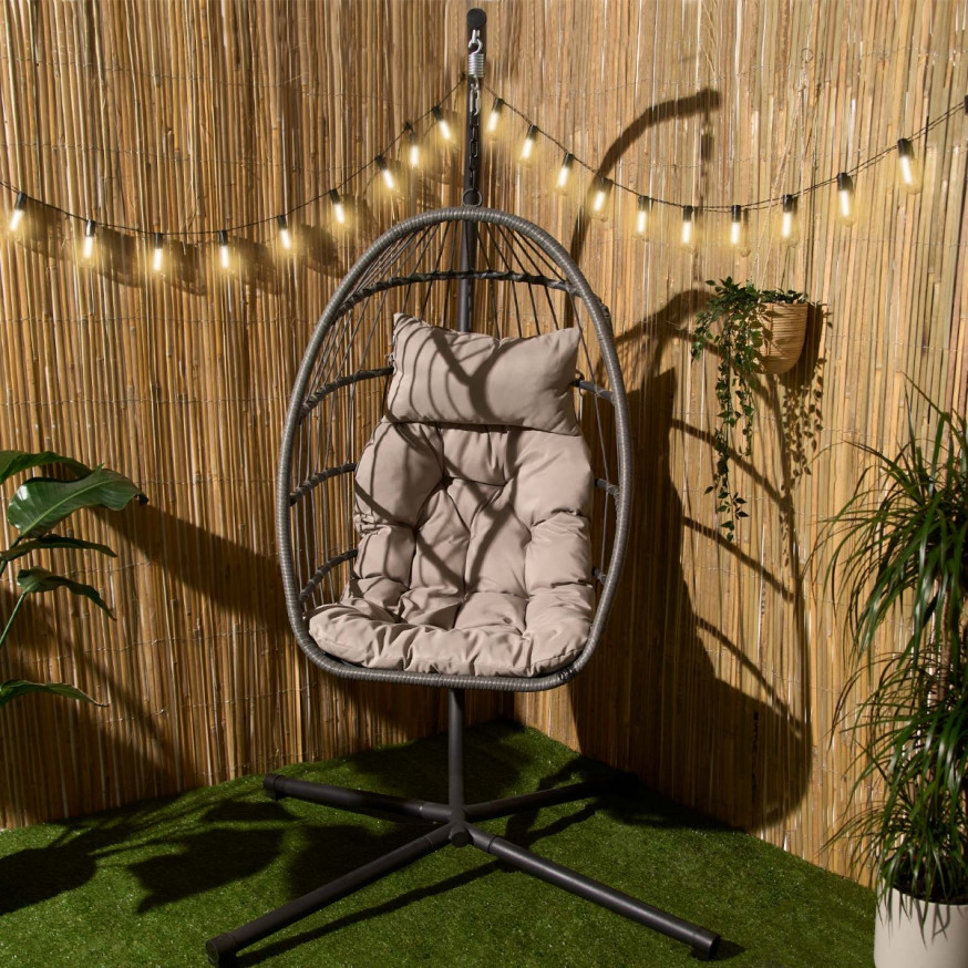 OHS Foldable Hanging Egg Chair - Grey
