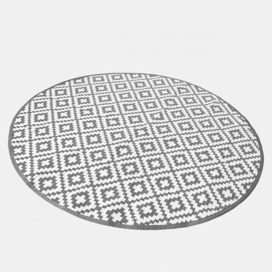 OHS Circle Outdoor Geo Rug, Grey - 170cm