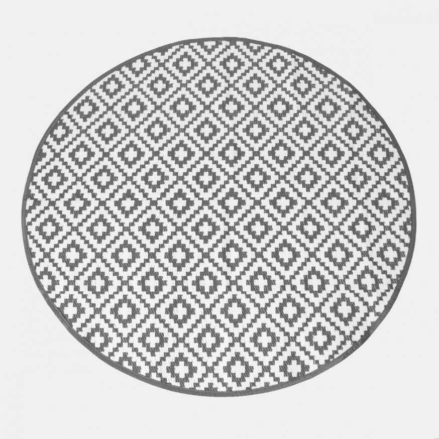 OHS Circle Outdoor Geo Rug, Grey - 170cm