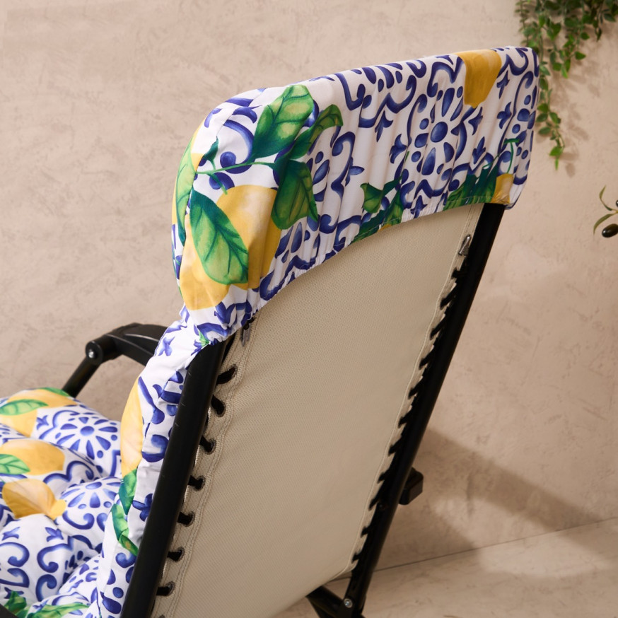 OHS Gravity Chair Lemon Print Cushion - White/Blue