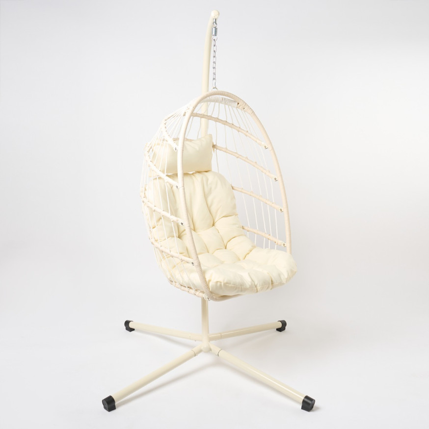 OHS Foldable Hanging Egg Chair - Cream