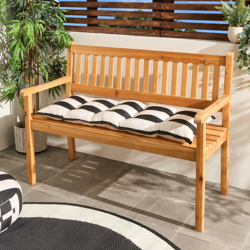 OHS 2-Seater Indoor/Outdoor Stripe Print Bench Pad - Monochrome