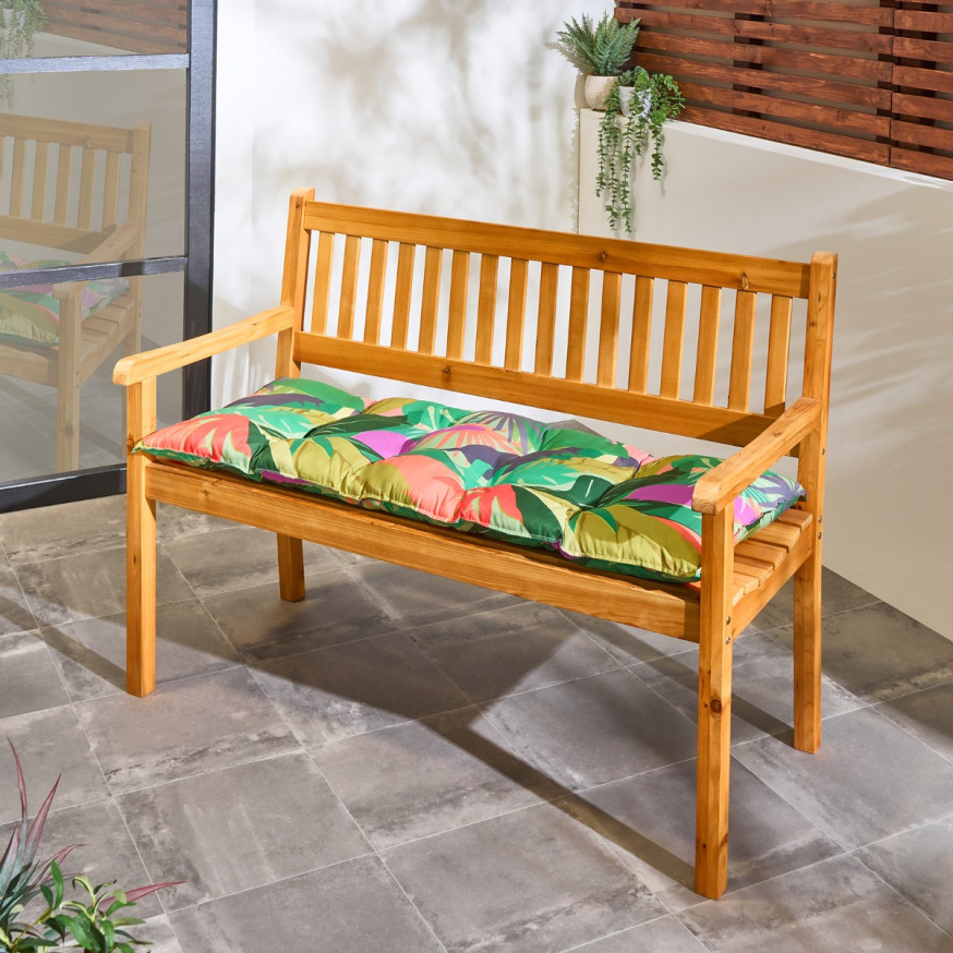 OHS 2-Seater Indoor/Outdoor Palm Print Bench Pad - Green