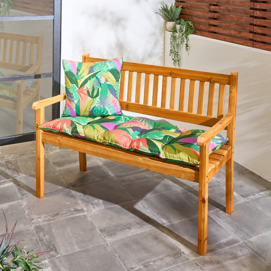 OHS 2-Seater Indoor/Outdoor Palm Print Bench Pad - Green