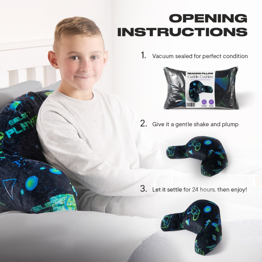 OHS Kids Neon Gaming Fleece Cuddle Cushion - Black
