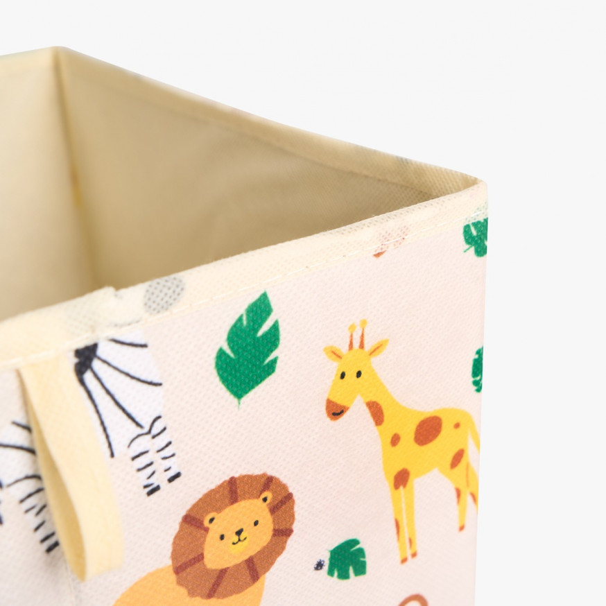 OHS Safari Print Cube Storage Boxes, Natural - 2 Pack