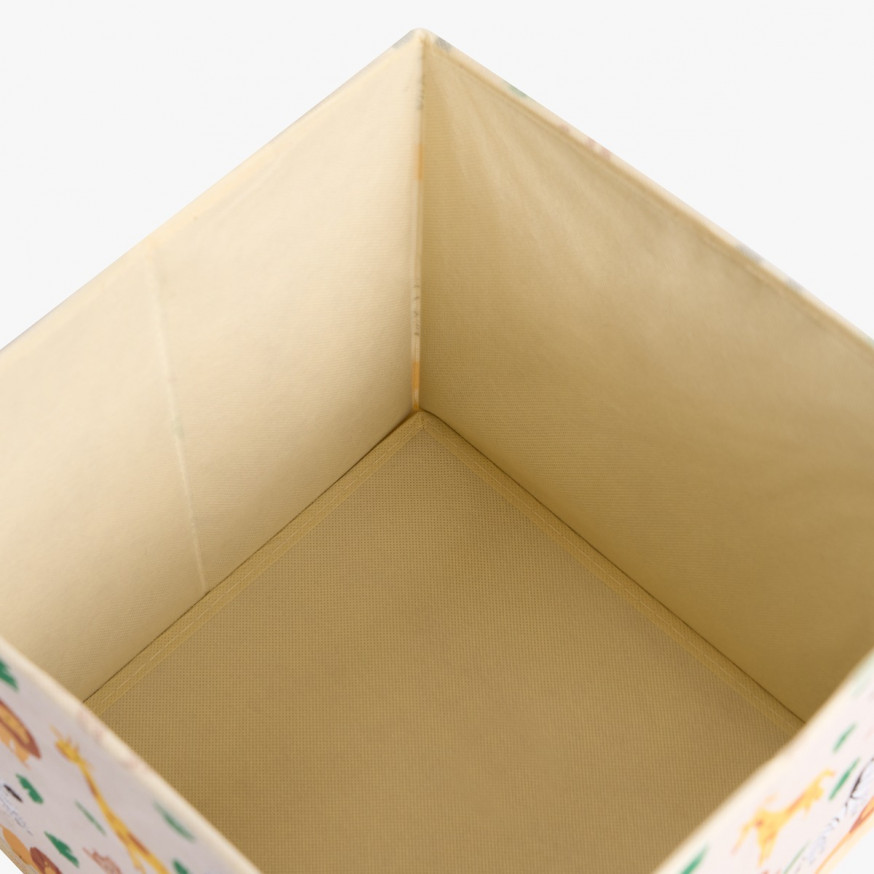 OHS Safari Print Cube Storage Boxes, Natural - 2 Pack