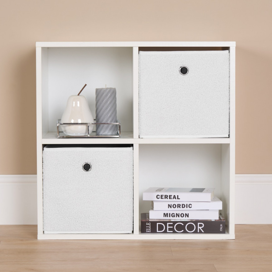 OHS Bouclé Cube Storage Boxes, 2 Pack - White