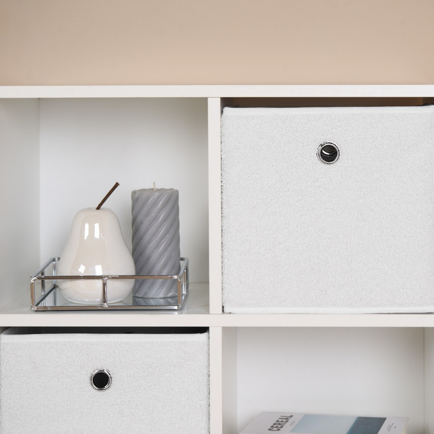 OHS Bouclé Cube Storage Boxes, 2 Pack - White