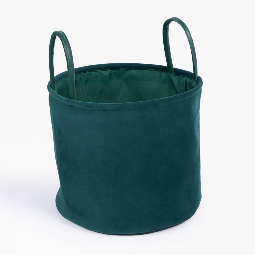 OHS Matte Velvet Storage Basket - Forest Green