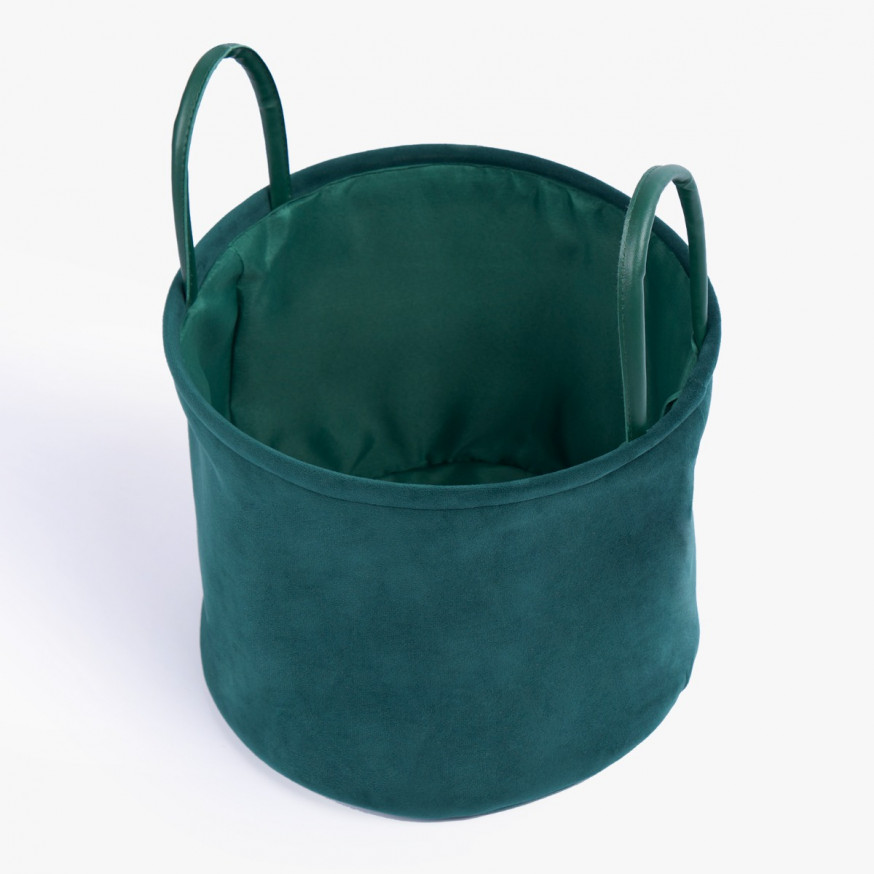 OHS Matte Velvet Storage Basket - Forest Green