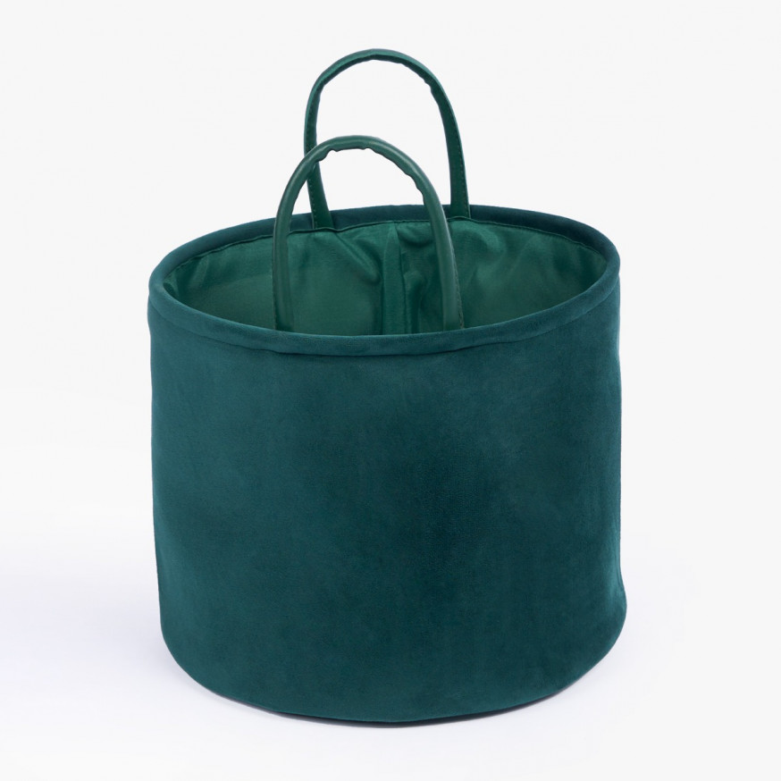 OHS Matte Velvet Storage Basket - Forest Green
