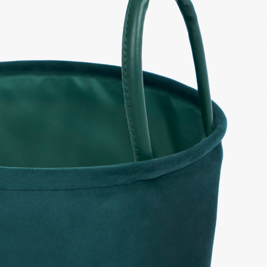 OHS Matte Velvet Storage Basket - Forest Green