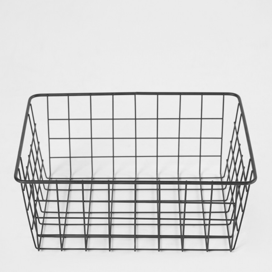 OHS Multipurpose Metal Wire Storage Basket - Black