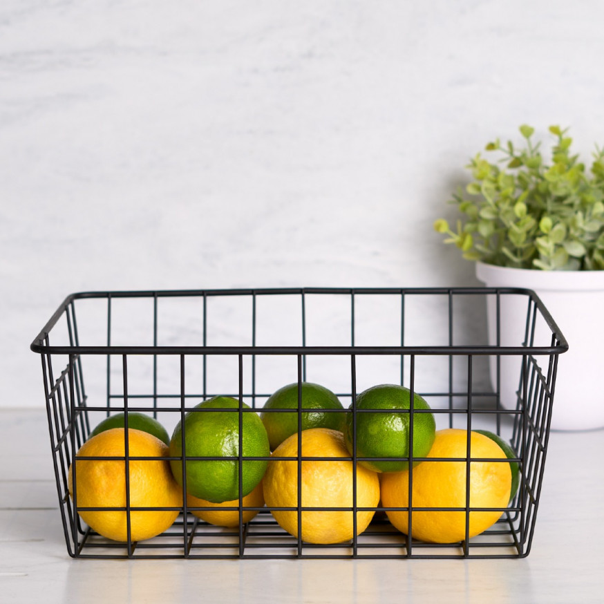OHS Multipurpose Metal Wire Storage Basket - Black