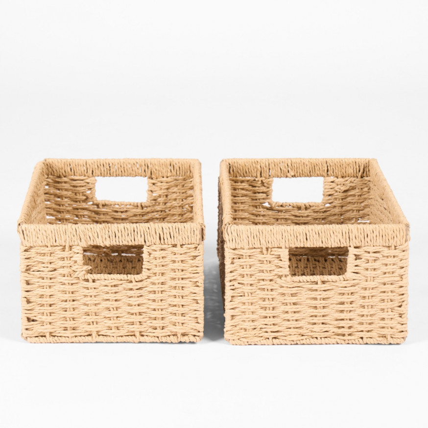 OHS Paper Rope Foldable Storage Baskets, 2 Piece - Natural