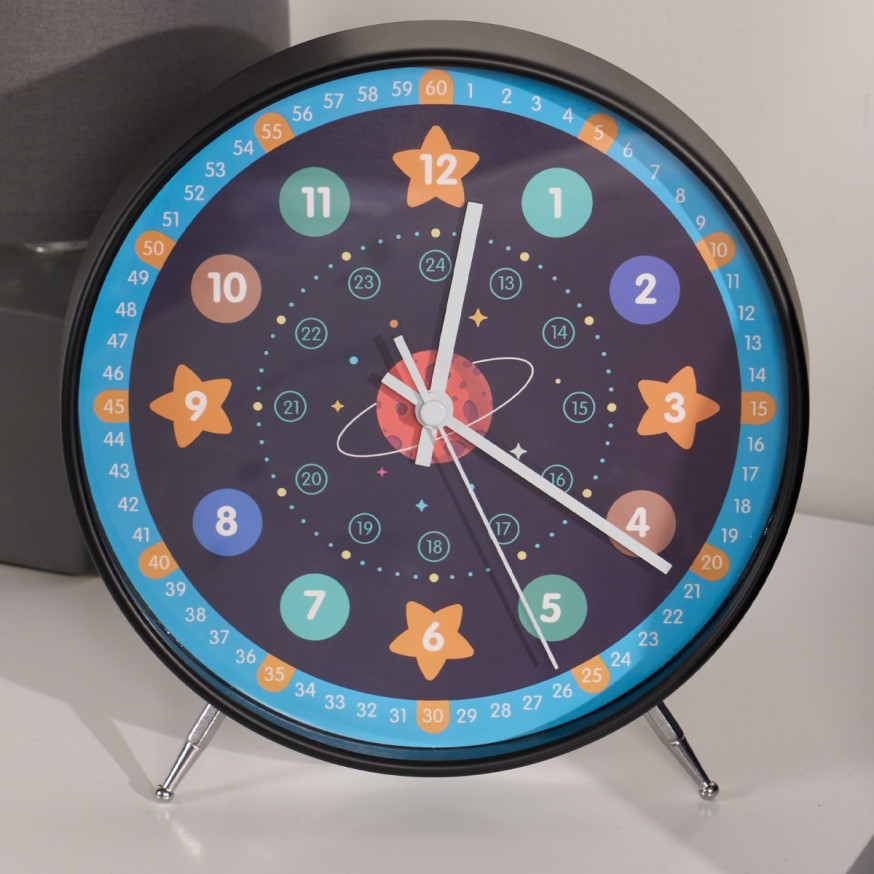 OHS Kids Space Orbit Bedside Clock - Navy Blue