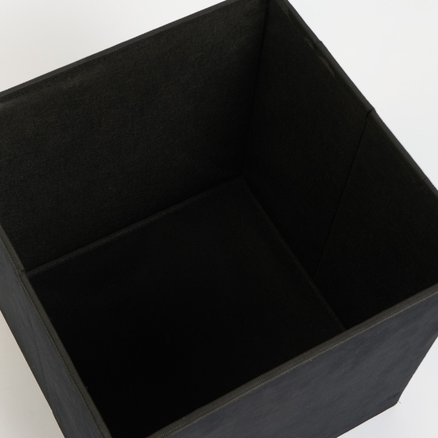 OHS Matte Velvet Foldable Cube Storage Ottoman - Black