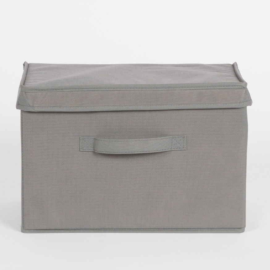 OHS Foldable Fabric Storage Box With Lid - Grey