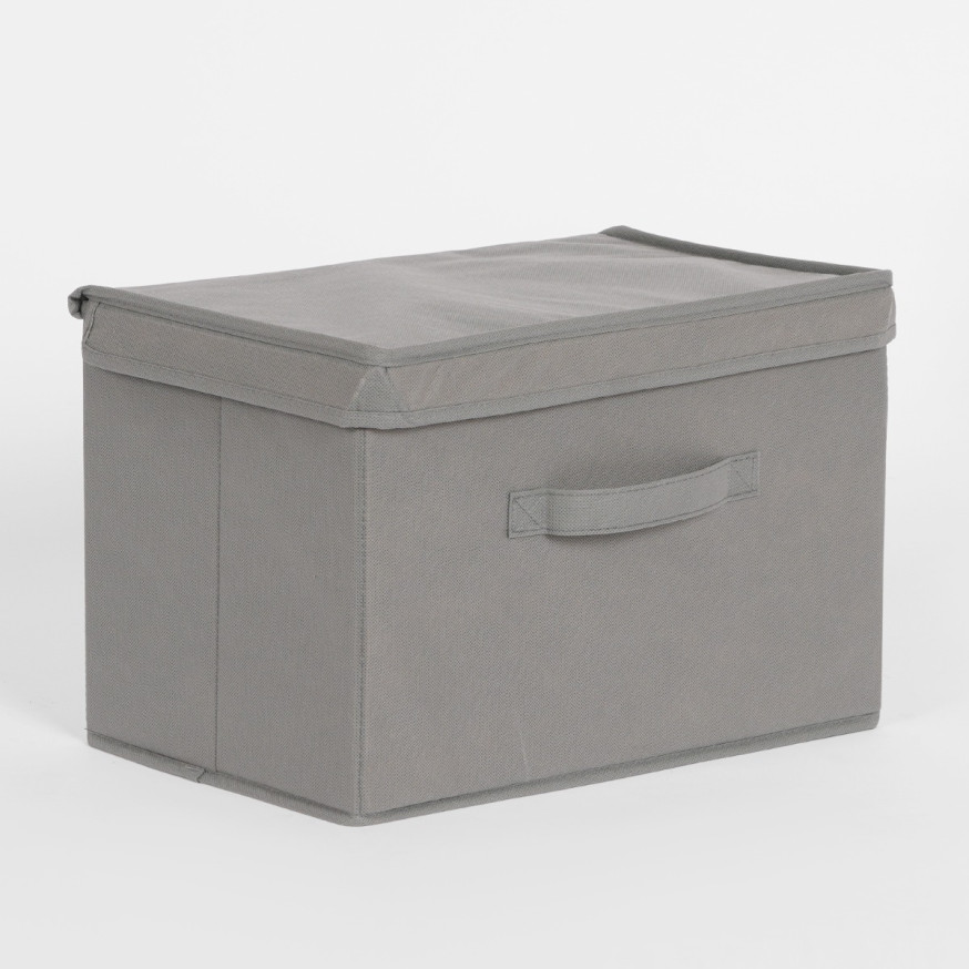 OHS Foldable Fabric Storage Box With Lid - Grey