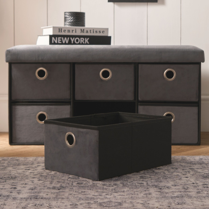 OHS Matte Velvet 6-Drawer Storage Chest - Charcoal